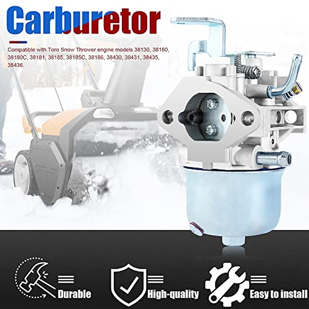 YOFMOO Carburetor Compatible for Snow Thrower Blower Lawn Mower Toro CCR2000 CCR3000 38130 38185 38185C 38186 38430 38431 38435 38436 38180 38180C 38181 957935 814690 810420 20746C Mikuni Suzuki
