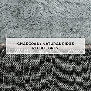 Pooch Planet Large Memory Foam Mix Dog Bed Plush & Textured Linen Mattress w/Removable Washable Cover - Gray, Large