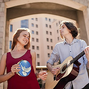 ENNBOM Tambourine Hand Bell Double Row Jingles Music Persuccion Church (8 Inch, Dove)