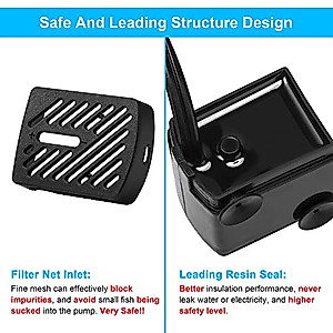 DaToo 50GPH 3W Small Submersible Water Pump Mini Fountain Pump Ultra Quiet For Aquarium Fish Tank Pond Statuary Hydroponics