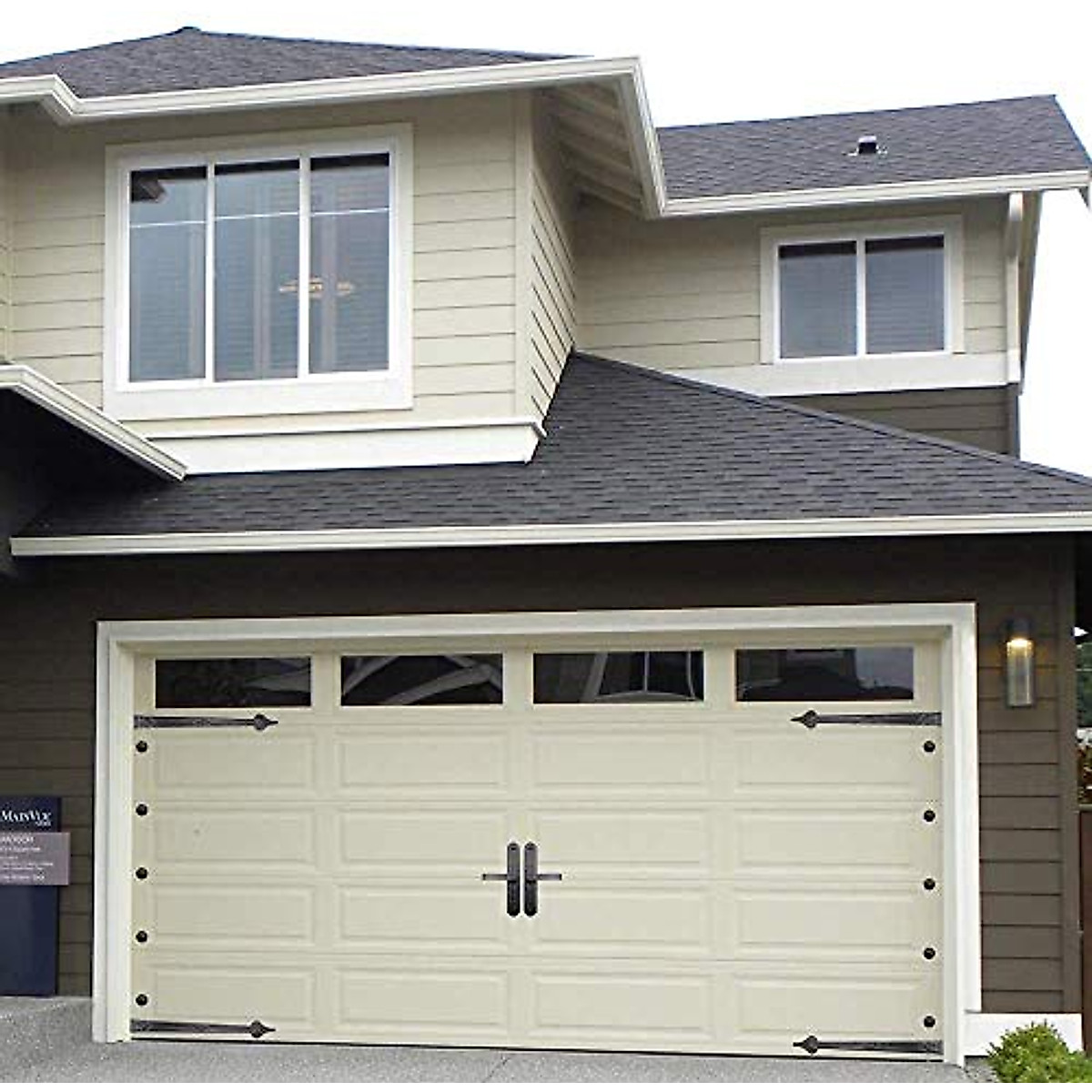 WINSOON Magnetic Decorative Garage Door Hardware 6 Pieces Carriage Accents Faux Hinges Curb Appeal Decor Kit with 10 Clavos