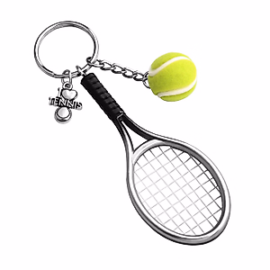 CHOORO Tennis Player Gifts 3D Mini Tennis Racket and Tennis Ball Keychain Set Tennis Gift for Tennis Lovers/Tennis Team/Tennis Coach (Tennis Ball Racket Keychain)