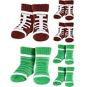 Hicarer Baby Football Outfit 6 Pairs Baby Boy Football Socks Newborn Touchdown Football Socks Infant Toddler Socks Toddler Ankle Socks for 0-12 Months Boys