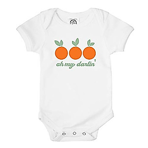The Spunky Stork Baby Girls Oh My Darlin' Clementine Organic Newborn Bodysuit (3-6M) White