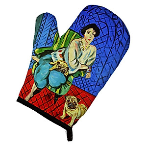 Caroline's Treasures 7072OVMT Lady with her Fawn Pug Oven Mitt Heat Resistant Thick Oven Mitt for Hot Pans and Oven, Kitchen Mitt Protect Hands, Cooking Baking Glove