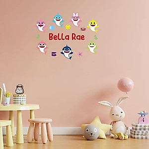 Shark Custom Name Nursery Baby Boy Wall Decal Vinyl Sticker for Kids | Home Décor | Custom Kids Room Decal | Bedside Decals