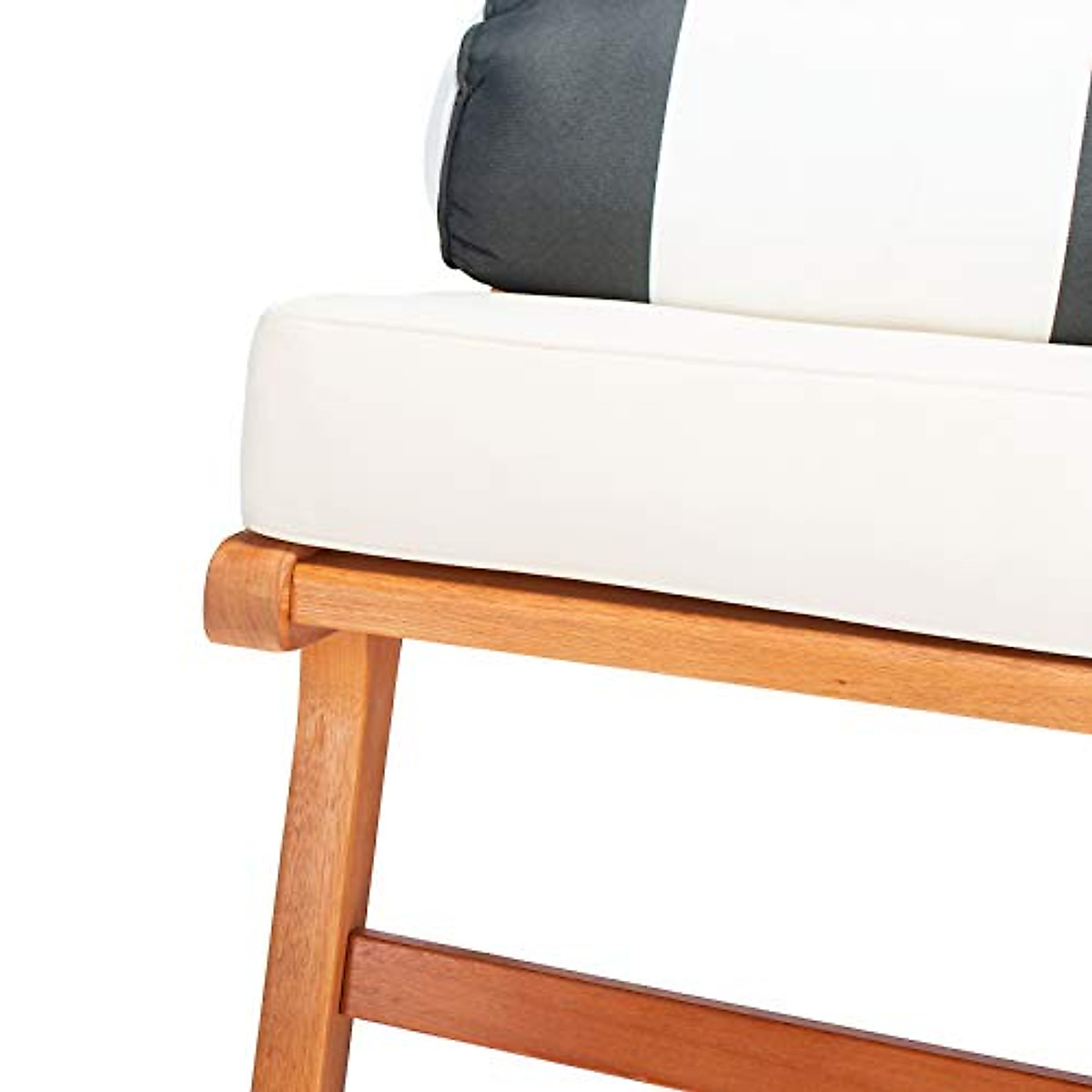 SAFAVIEH Outdoor Collection Chaston Natural and Beige 4-Piece Set with Black & White Pillows