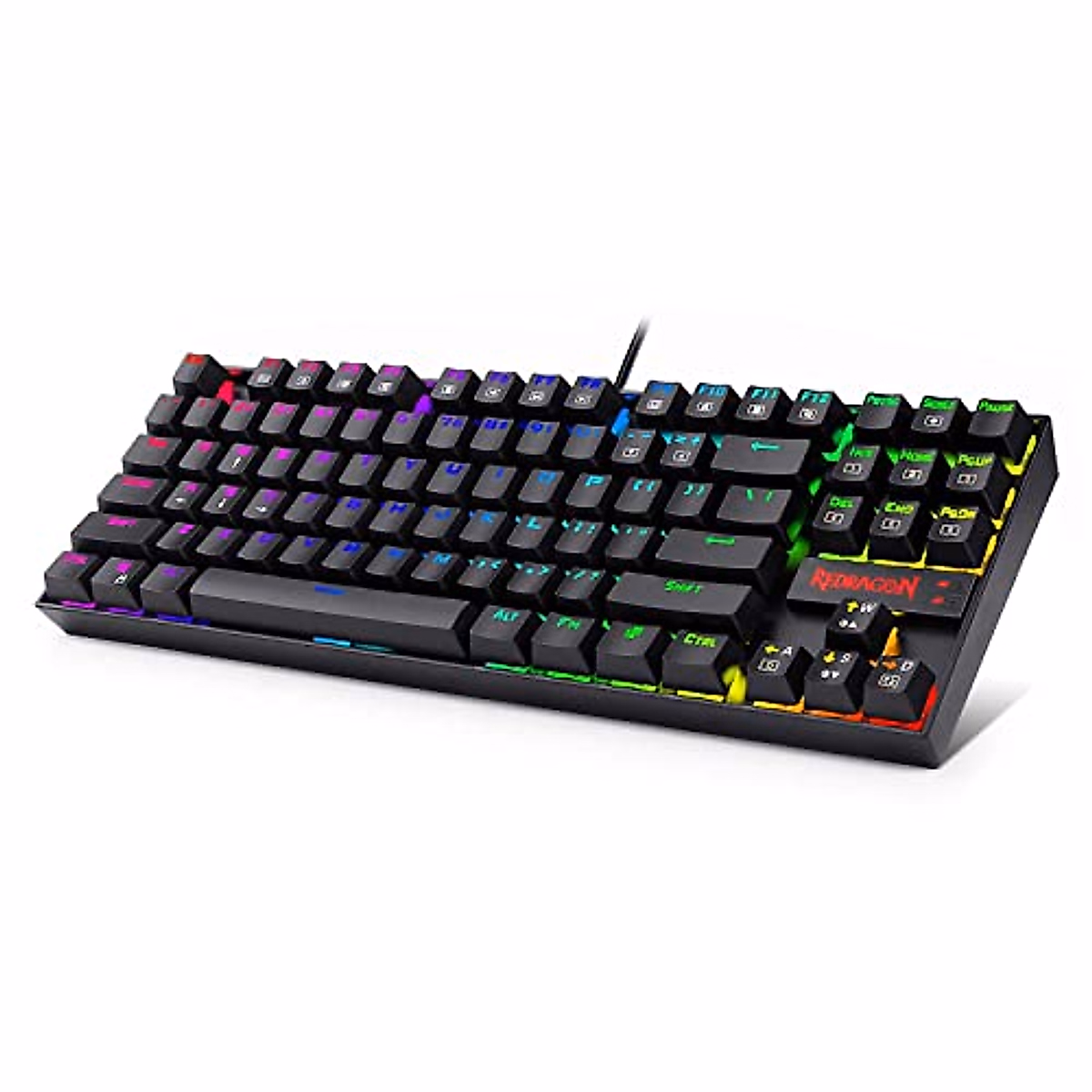 Redragon K552 Mechanical Gaming Keyboard RGB LED Backlit Wired with Anti-Dust Proof Switches for Windows PC (Black, 87 Key Blue Switches)