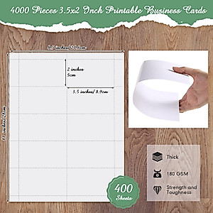 Outus 400 Sheets Printable Business Card Paper 4000 Pieces Blank Business Cards Perforated Double Sided Printing Business Card Stock for Laser Inkjet Printer, 3.5" x 2" (White)