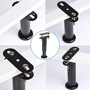 RealPlus 2pcs Adjustable Bed Frame Support Legs, Heavy Duty Metal Bed Center Slat Support Legs with Wider Base (5.9"-10")