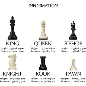 A&A Tournament Chess Set / 20''x20'' Foldable Silicone Chess Board / 3.75'' King Height Plastic Quadruple Weighted Classic Staunton Pieces/Storage Bag