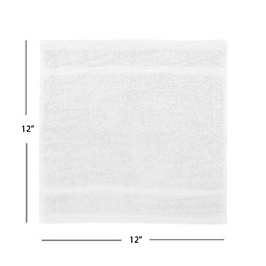 Avalon Towels Cotton Washcloths – (Pack of 48) Size 12x12 Inches, 100% Ring Spun Cotton, Soft & Absorbent Face Towels, Gym Towels, Hotel and Spa Quality, Reusable Fingertip Towels (White)