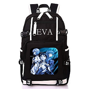 WANHONGYUE EVA Neon Genesis Evangelion Anime Backpack Rucksack Laptop Book Bag Casual Dayback Black-2