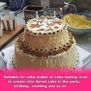 80Pcs Cake Tier Stacking Kit 10Pcs Clear Cake Separator Plates for 4, 6, 8, 10, 12 Inch Cakes with 30Pcs Clear Cake Stacking Dowels and 40Pcs White Plastic Cake Sticks Support Rods for Tiered Cake