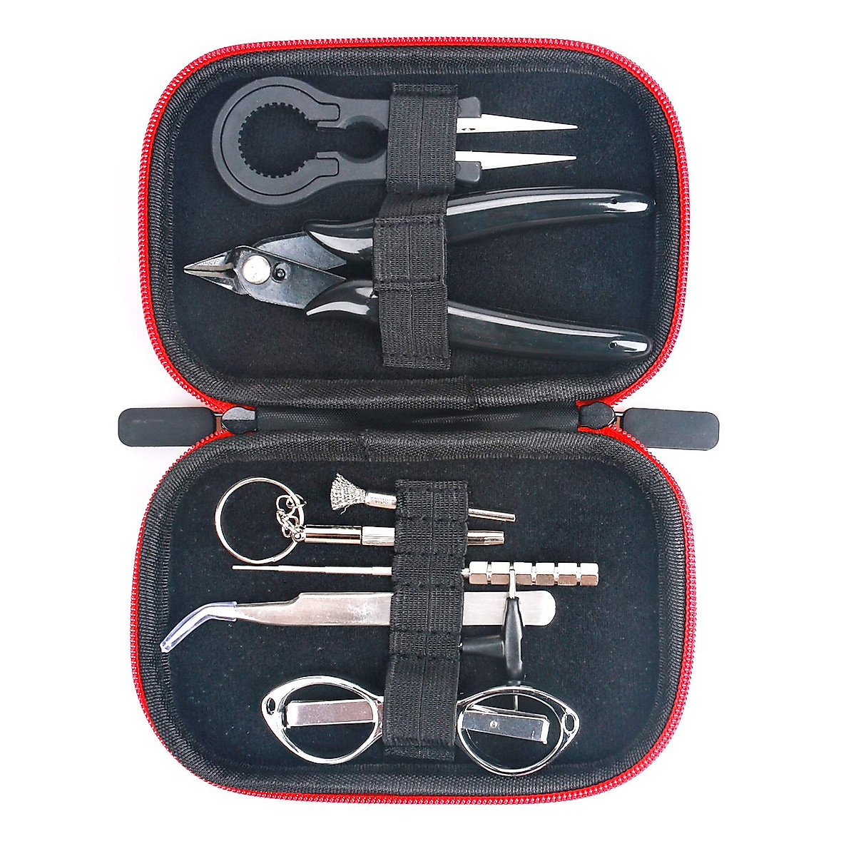 Leeko DIY Tool Kit, 9 in 1 Tweezers Pliers Winding Rods Screwdriver Steel Brush with Zipper Case Bag, for Home and Jewelry Repairs