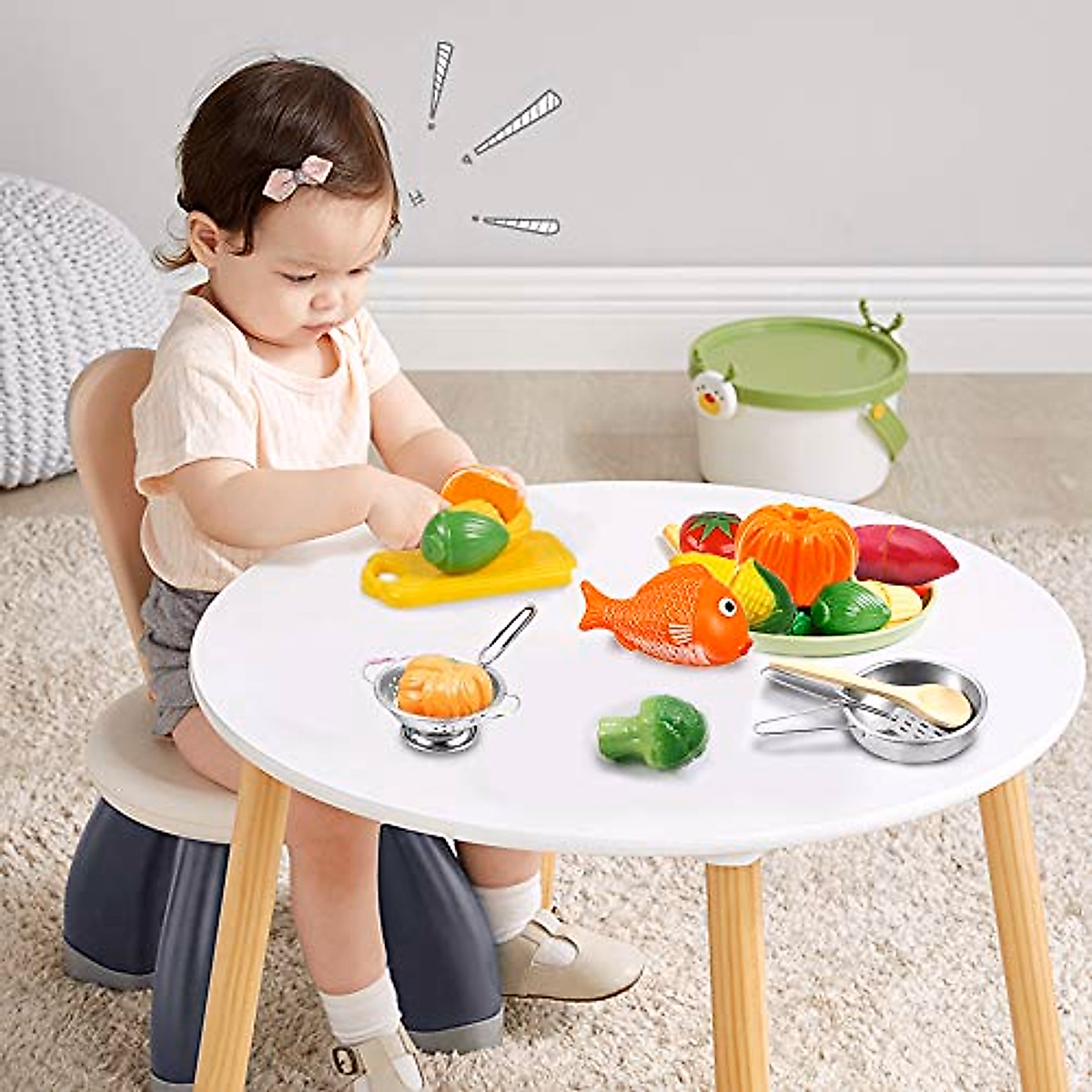 Kids Kitchen Pretend Play Toys,Cooking Set with Stainless Steel Cookware Pots and Pans Set,Cooking Utensils,Apron,Chef Hat,and Cutting Vegetables Play Cooking Set, Toddlers & Children Boys Girls