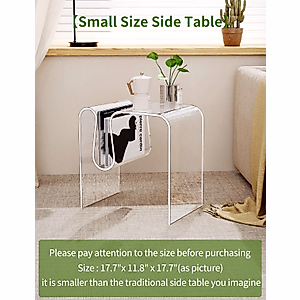 solaround Acrylic Side Table, Small End Table for Living Room,Bedside Table for Bedroom Lucite Nightstand (1, Clear, 17.7 * 17.7 * 11.8)