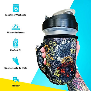 Lit Handlers Pint Glass Sleeve -Neoprene Cup Holder with Handle & Pocket for Pint Cup - Machine Washable Drink Sleeves & Reusable Covers - Insulated, Water Resistant & Snug Fit Beer Cooler (Serape)