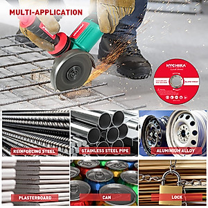 HYCHIKA 18V Power Angle Grinder,Cordless Grinder with 4.0Ah Battery and Fast Charger,8500RPM,5Pcs 4-1/2" Disc,3-Position Auxiliary Handle for Cutting and Grinding