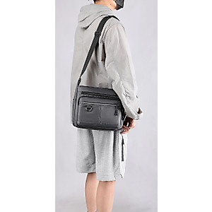 Pealwel Canvas Messenger Bag - Vintage Crossbody Shoulder Bag Outdoor Travel Bag (Grey)