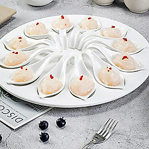 Hemoton 1 Set Eggs Platters Serving Tray Deviled Egg Dish 12 Hole Melamine Meatballs Plate Shrimp Tableware Dinnerware with Saucier Spoon for Home Kitchen Restaurant White