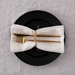 EVERLY Pure Linen Hemstitch Tablecloth,100% Stonewashed French Linen tablecloths for Kitchen Dining Rectangle Tables,60x108Inch Machine Washable Christmas Thanksgiving Organic Tablecloth-White