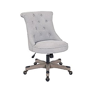 OSP Home Furnishings Hannah Tufted Office Chair with Adjustable Height and Grey Wood Base, Fog Fabric