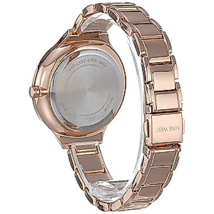 Nine West Women Japanese Quartz Dress Watch with Metal Strap, Rose Gold, 12 (Model: NW/2336BLRG)