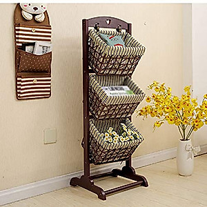 Basket Stratification Bookshelf Magazine Rack Frame Storage Rack Office Home Living Room Bedroom Brown MUMUJIN (Size : 35X35X105CM)