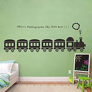 ANFRJJI Train Wall Decal and High-Speed Rail Wall Sticker with Removable PVC - Perfect for Decorating Kids' Rooms, Nurseries, and Student Dorms JWH142 (Black)