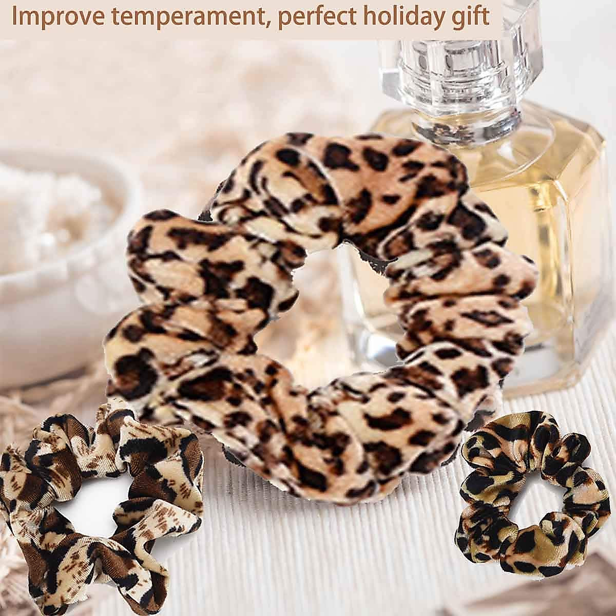 TUICARE 6 PCS Hair Scrunchies for Women - Leopard & Cheetah Print, Velvet, Large, 3 Styles, Hair Ties for Thick Hair, Hair Accessories, 6 Count