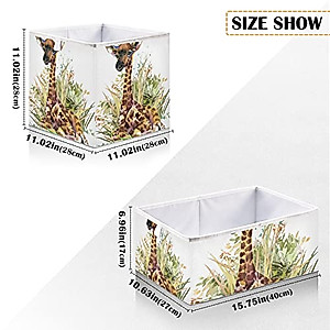 WELLDAY Storage Basket Cute Giraffe Foldable 15.8 x 10.6 x 7 in Cube Storage Bin Home Decor Organizer Storage Baskets Box for Toys, Books, Shelves, Closet, Laundry, Nursery