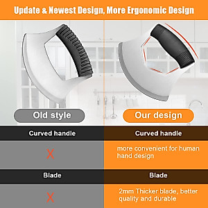 Luxiv Mezzaluna Knife Salad Chopper, Salad Chopper Stainless Steel Mezzaluna Knife with Protection Cover Vegetable Chopper Mincing Knife for Pizza, Cheese, Onion, Carrot, Pepper, Garlic (black)