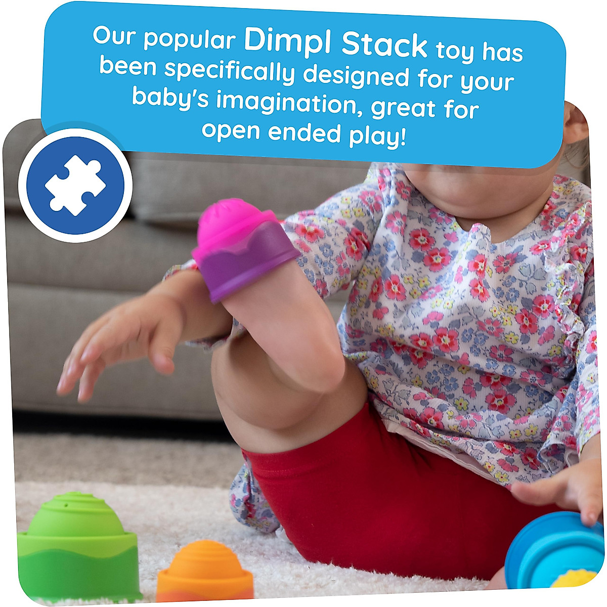 Fat Brain Toys Dimpl Stack - Popping Stack & Nest Sensory Toy for Toddlers