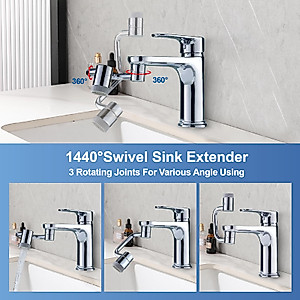 2 Pack Chrome Faucet Aerator, 1080° Swivel Faucet Extender, Kitchen Sink Aerator Extension With 2 Water Outlet Modes Faucet Nozzle, Bathroom Rotating Faucet Attachment