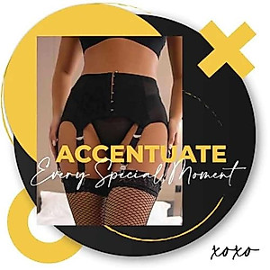 Love Salve Lingerie for Women - Sexy 2-Piece Garter Belt Set with Lace & Adjustable Straps - Valentine's Day Lingerie Women - Garter Belt with Stockings for Women - Perfect Fit & Curves Enhancement