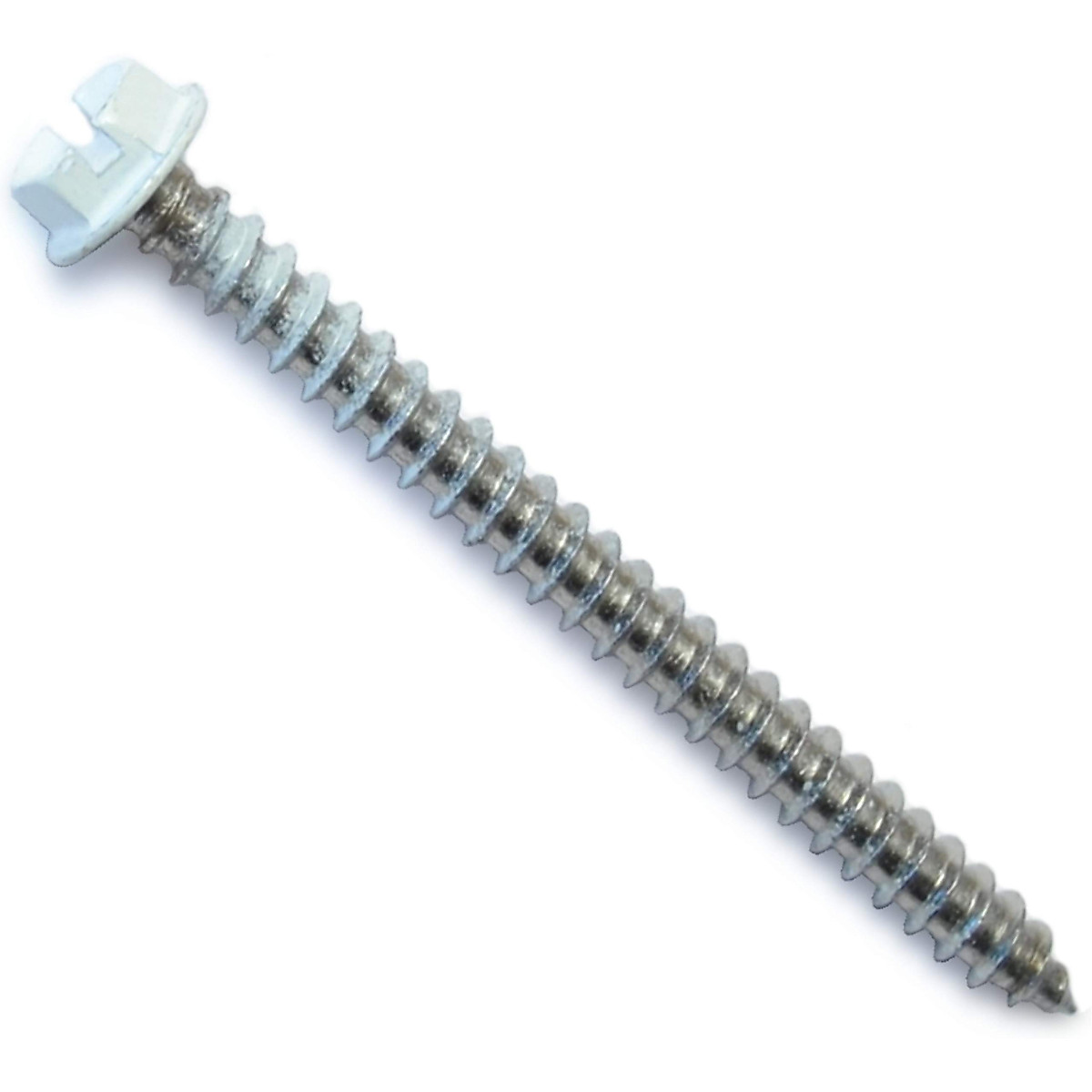 Hard-to-Find Fastener 014973187057 White Hex Head Sheet Metal Screws, 8 x 2, Piece-12