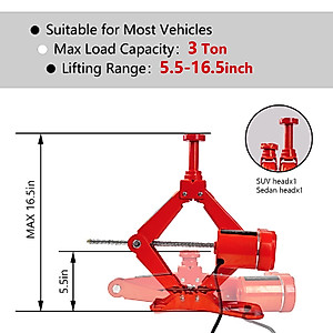 Mautyke Electric Car Jack Kit - 3 Ton Auto Scissor Car Lift Jack Portable Air Floor Jack Automatic Trailer Jack Stand Emergency Tire Repair Tool Kit