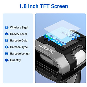 Upgraded Industrial Barcode Scanner Wireless, 1D Laser Bar Code Scaners 2 in 1 Plug and Play Rugged Heavy Duty & IP65 Waterproof, Long-Distance Wireless Handheld Barcode Reader with 1.8" Screen