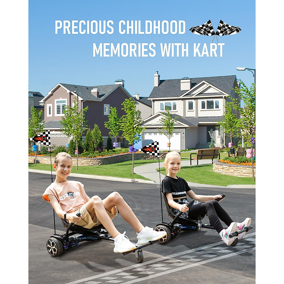 Gyroor Hoverboard Seat Attachment K1, Hover Board Accessory Go Kart with Adjustable Frame Length Compatible with 6.5'' 8'' 10'' Hoverboard, Best Hoverboard Go Kart for Kids and Adults-Black