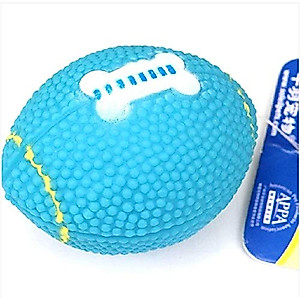 Hypeety Dog Squeak Chew Ball Interactive Toy Chewing Durable Latex Balls Toys for Small Medium Large Dogs Tooth Cleaning Chewing Playing (1pcs Random Color) (Rugby)