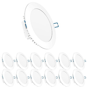 Sunco Lighting 12 Pack 6 Inch Ultra Thin LED Recessed Ceiling Lights Slim, 5000K Daylight, 14W, Damp Rated, Dimmable Canless Integrated Junction Box, ETL Energy Star