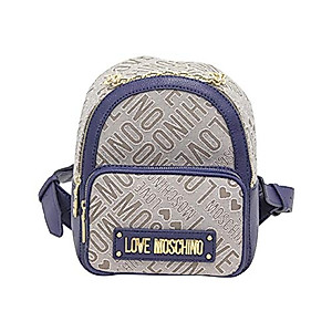 Love Moschino Women's Logo Print Blue Backpack Bag