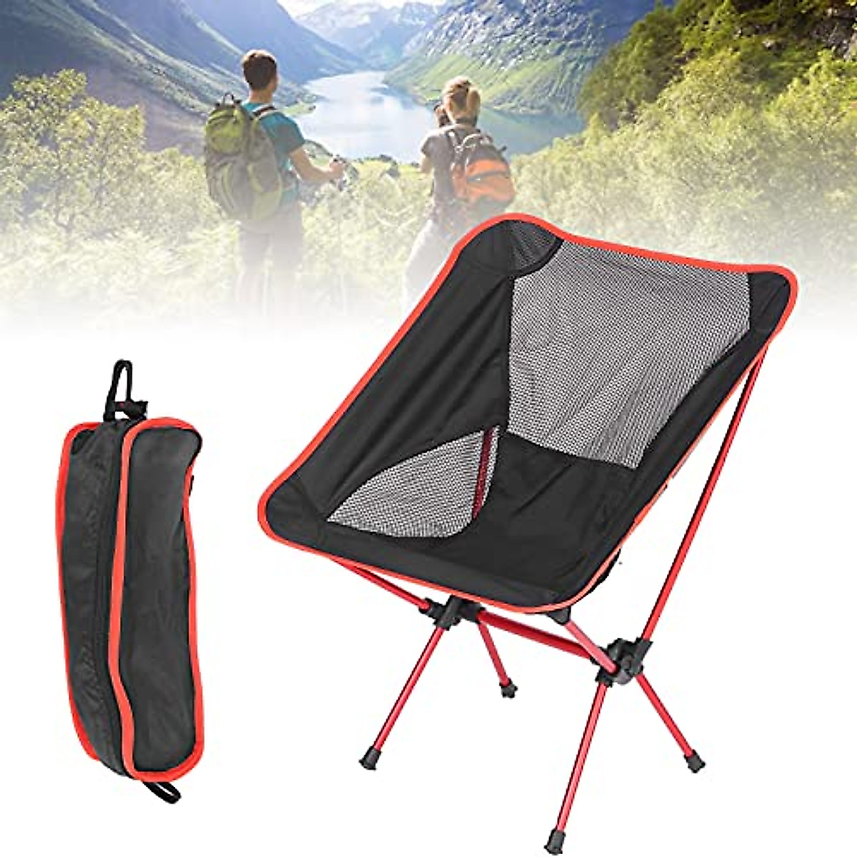 Portable Chair, Convenient to Carry Outdoor Camping Chair Small After Folding for Other Outdoor Activities(Big red)