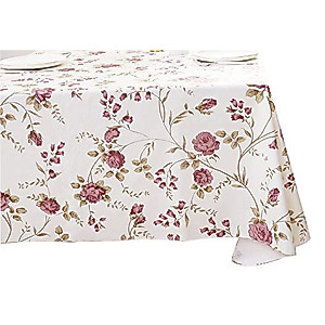 Heavy Duty Vinyl Tablecloth with Flannel Backing Waterproof Oil-Proof PVC Table Cloth Stain-Resistant Wipeable Rectangle or Square Table Cover for Indoor and Outdoor (Flowers, 60X84 Inch)