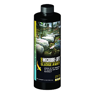 MICROBE-LIFT Sludge-Away Pond and Outdoor Water Garden Sludge and Muck Remover, Safe for Live Koi Fish, Plant Life, and Décor (32 Ounces)
