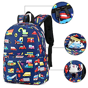 Bluboon Backpack for Kids Boys Preschool Kindergarten Backpack With Lunch Box School Bookbags (Navy Blue)