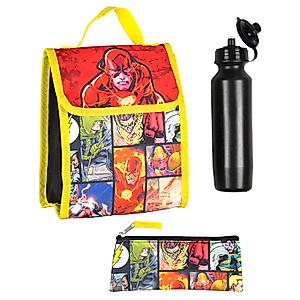 DC Comics The Flash 16" Backpack Cinch Bag Water Bottle Lunch Tote 5 Pc Set