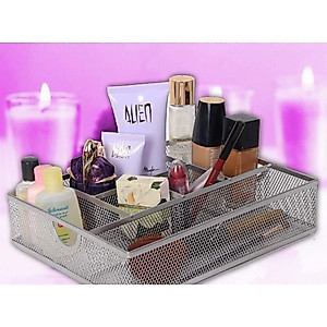 YBM HOME Cosmetic Storage Makeup Organizer Holds Your Cosmetics, Makeup Brushes, Pencils and Accessories, Designed for Vanity Bathroom or Counter Dresser, Stainless Steel Mesh Design 2262