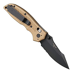 Hogue 54153 HK Exemplar 3.25" Pivot Lock Folder Clip Point Partially Serrated Black Finish G10 Scales - Flat Dark Earth